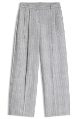BOSS Wide-leg Pants In Pinstripe Flannel