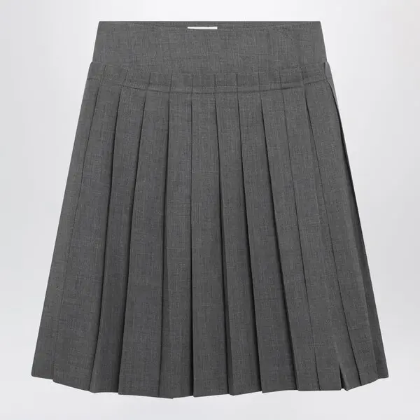 AMI Paris Carbon Pleated Mini Skirt In Virgin Wool - Grey