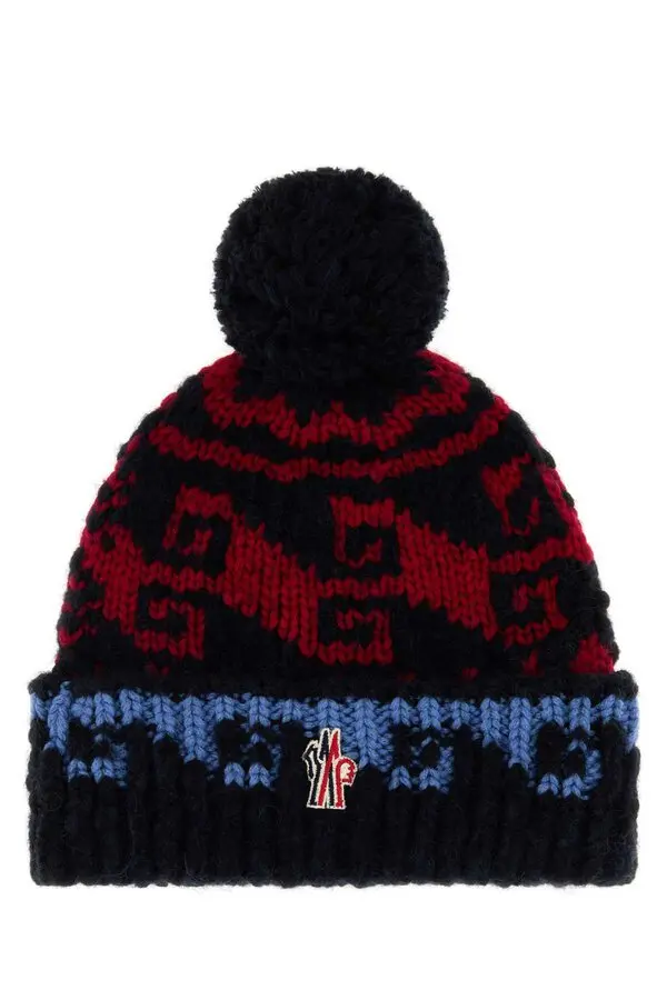 Moncler Embroidered Wool-blend Beanie Hat - Printed