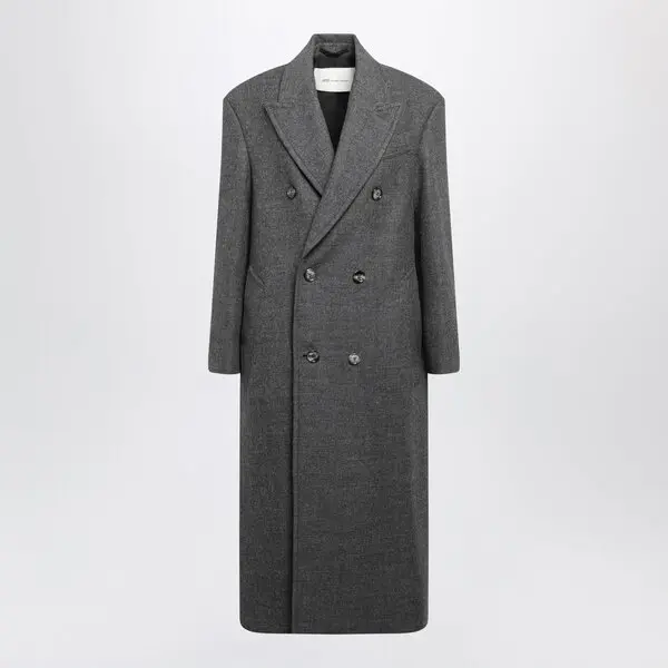 AMI Paris Long Double-breasted Wool Coat With Welt Pockets