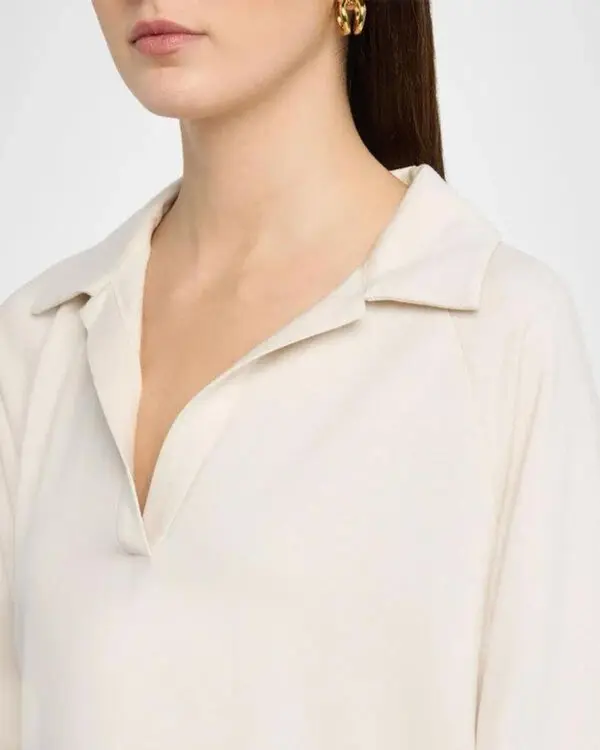 Eileen Fisher Raglan-sleeve Terry Henley Tunic - Plaster