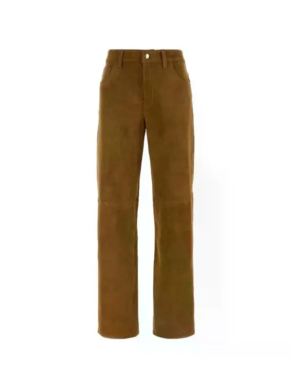 7 For All Mankind Suede Straight-leg Trousers - Brown