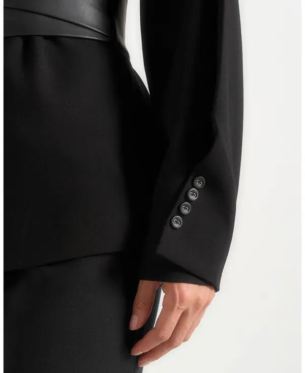 Manière De Voir Marie Wool Twist Sleeve Blazer With Belt