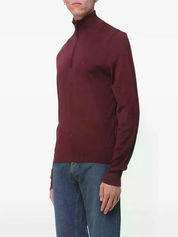 Etro Quarter-zip Embroidered-logo Sweater
