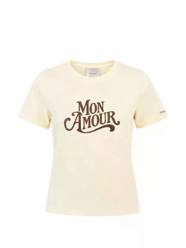 Cinq À Sept Shrunken Embellished Slogan T-shirt - Neutrals