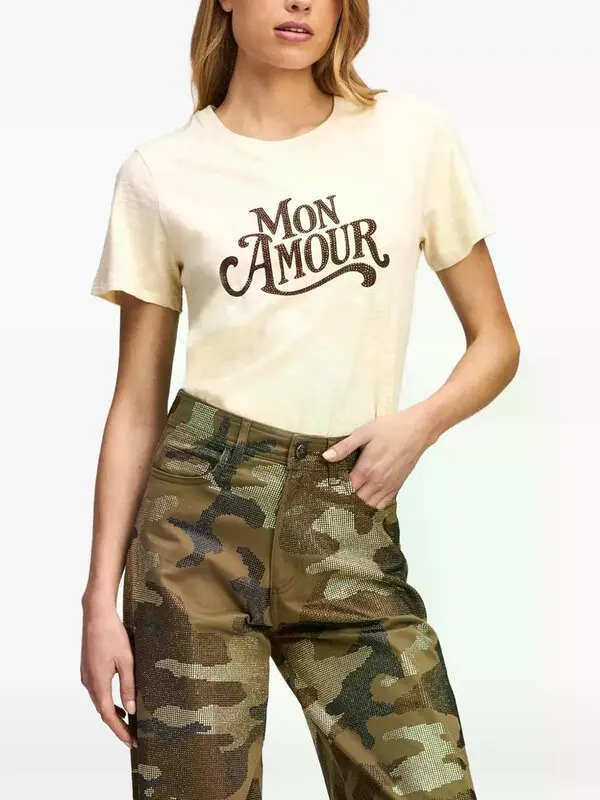 Cinq À Sept Shrunken Embellished Slogan T-shirt