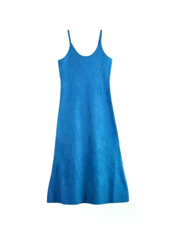 Auralee Brushed-finish Sleeveless Midi Dress - Blue