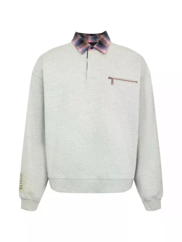 PLEASURES Town Check-collar Zip-pocket Polo Shirt