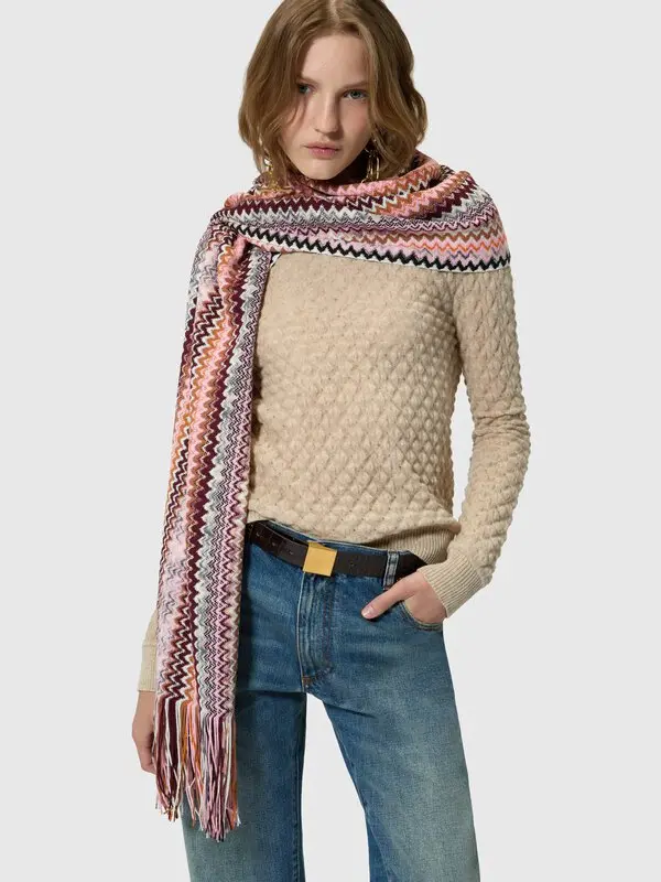 Missoni Zig Zag Wool-blend Scarf With Fringes