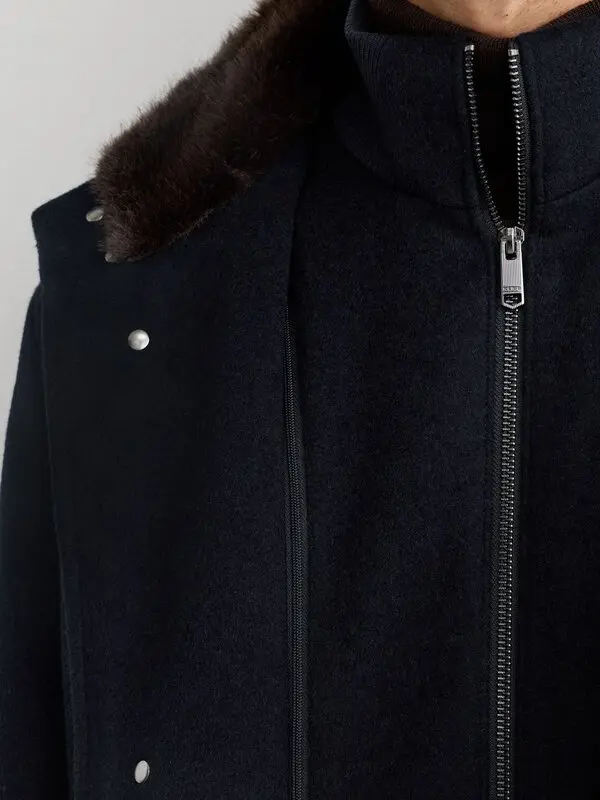 REISS Greer Wool-blend Gilet-insert Faux-fur Trim Coat