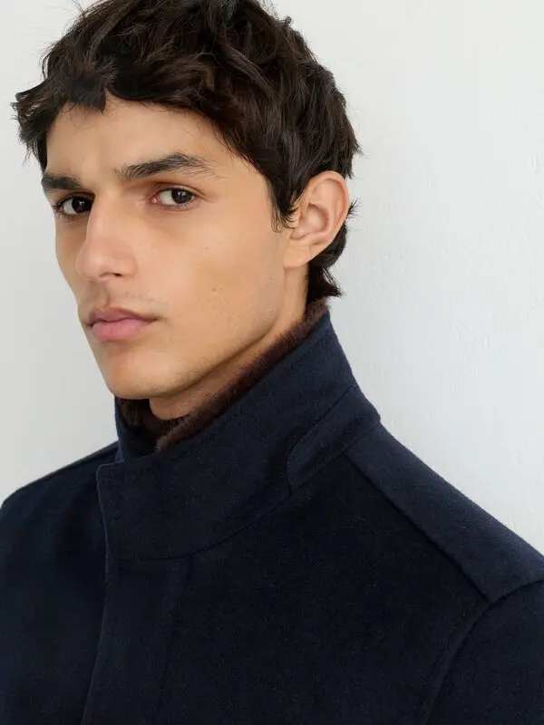 REISS Greer Wool-blend Gilet-insert Faux-fur Trim Coat