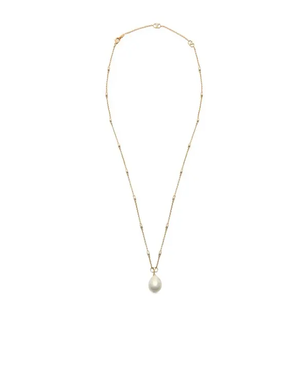 Valentino Garavani Vlogo Signature Metal Brooch With Swarovski Crystals And Pearls - Yellow