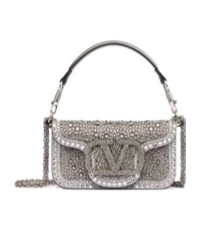 Valentino Garavani Small Locò Shoulder Bag With Rhinestones