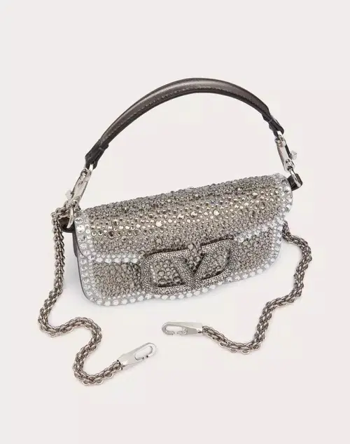 Valentino Garavani Small Locò Shoulder Bag With Rhinestones