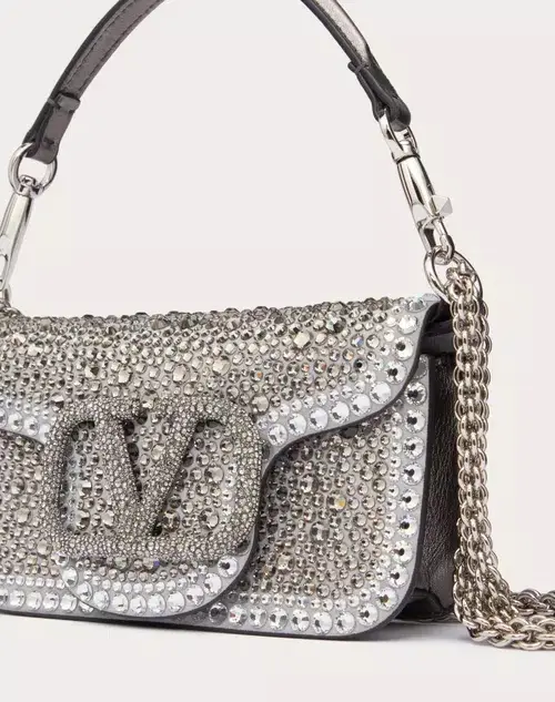 Valentino Garavani Small Locò Shoulder Bag With Rhinestones