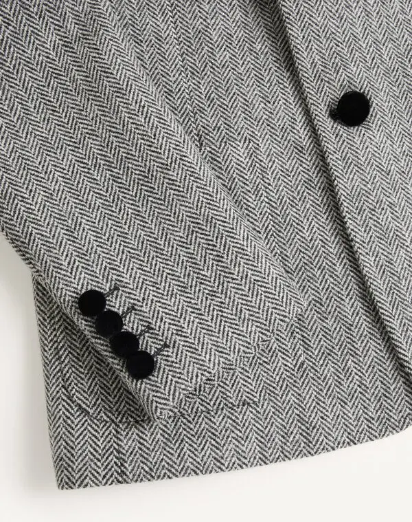 Valentino Garavani Single-breasted Wool Jacket In Chevron Pattern