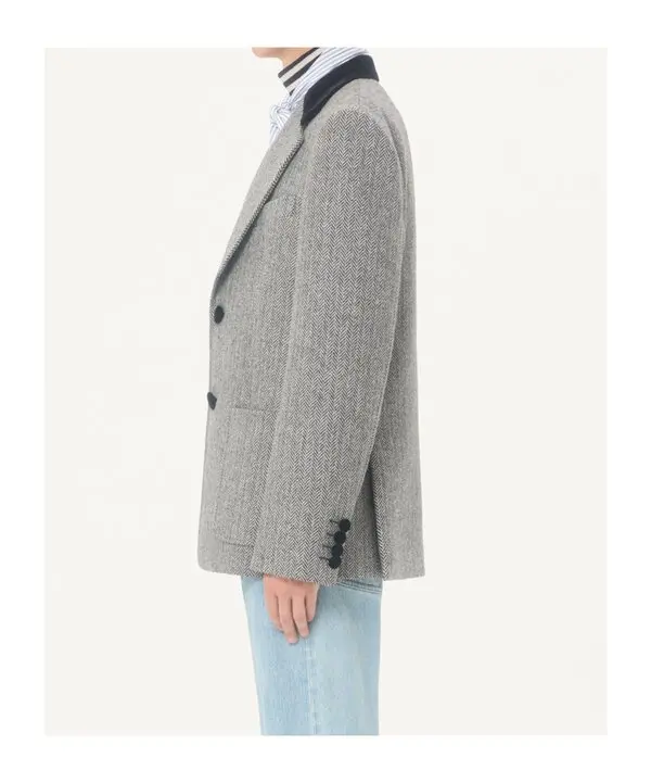 Valentino Garavani Single-breasted Wool Jacket In Chevron Pattern