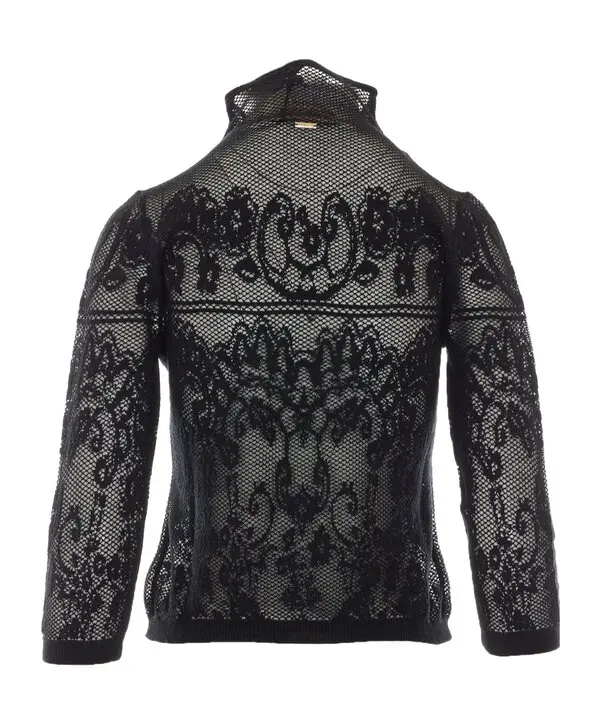 TWINSET Sheer Embroidered Turtleneck Top