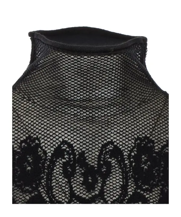 TWINSET Sheer Embroidered Turtleneck Top