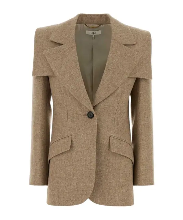 Chloé Winter Cape-detail Blazer - Brown