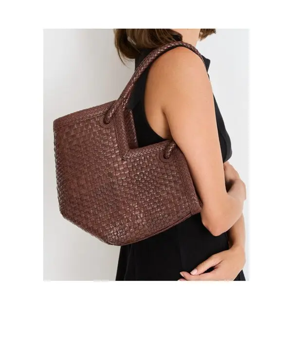 IBELIV Small Trinity Woven-leather Tote Bag - Choco