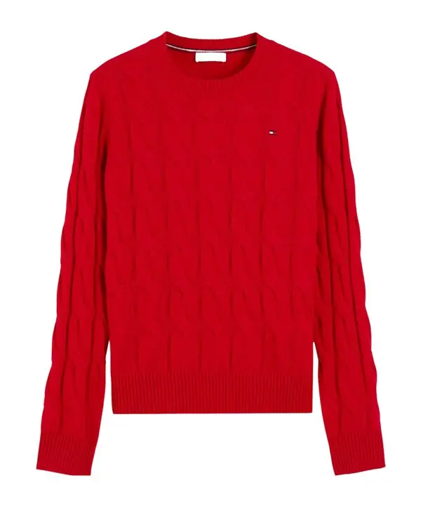 Tommy Hilfiger Pure Wool Cable-knit Pullover - Red