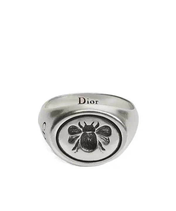 Dior Cameo Bee Signet Ring - Gray