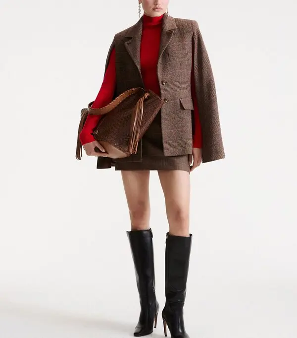 Marella Wool-blend Check Cape