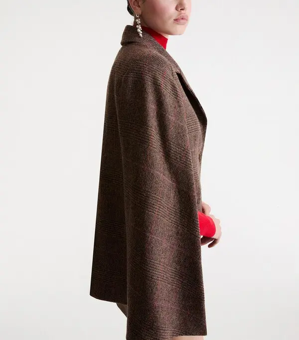 Marella Wool-blend Check Cape