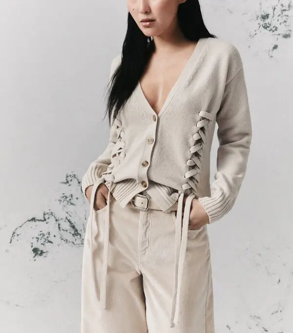 Marella Wool Lace-up Cardigan
