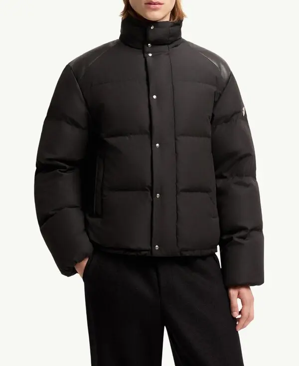 Moncler Verone Leather-trimmed Short Down Jacket