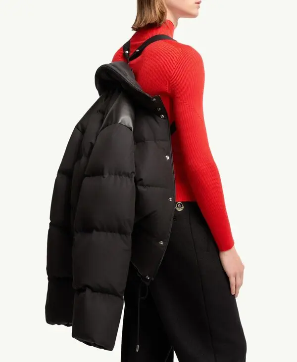 Moncler Verone Leather-trimmed Short Down Jacket