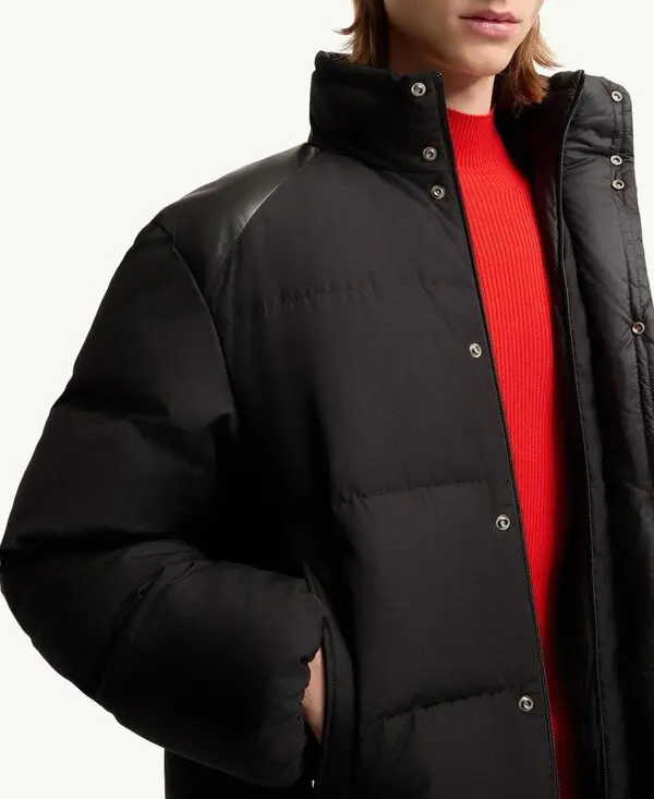 Moncler Verone Leather-trimmed Short Down Jacket