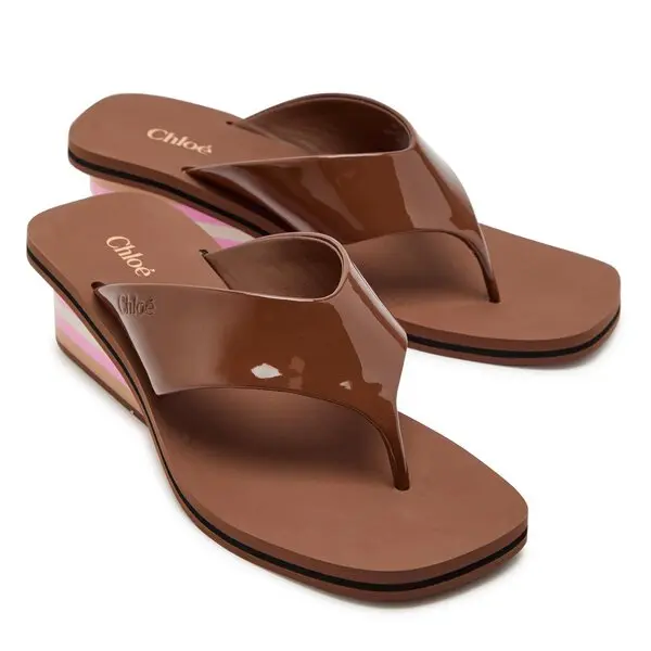 Chloé Patent Leather Wedge Sandals