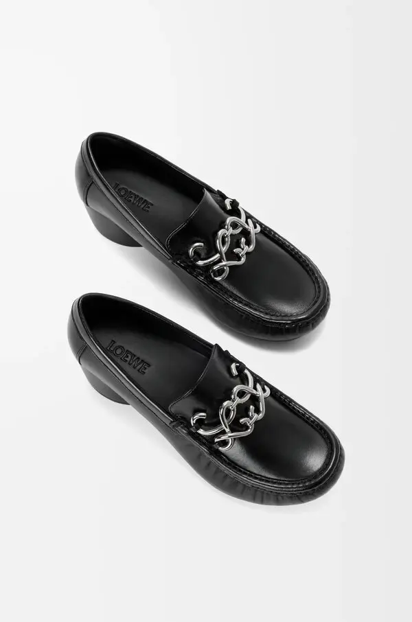 Loewe Oval Double L Loafer In Lambskin - Black