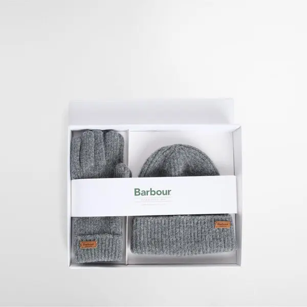 Barbour Ribbed Knit Beanie And Glove Set