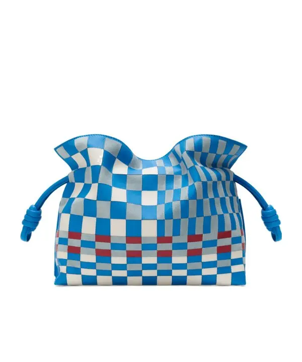 Loewe Medium Flamenco Clutch In Mosaic Intarsio - Blue