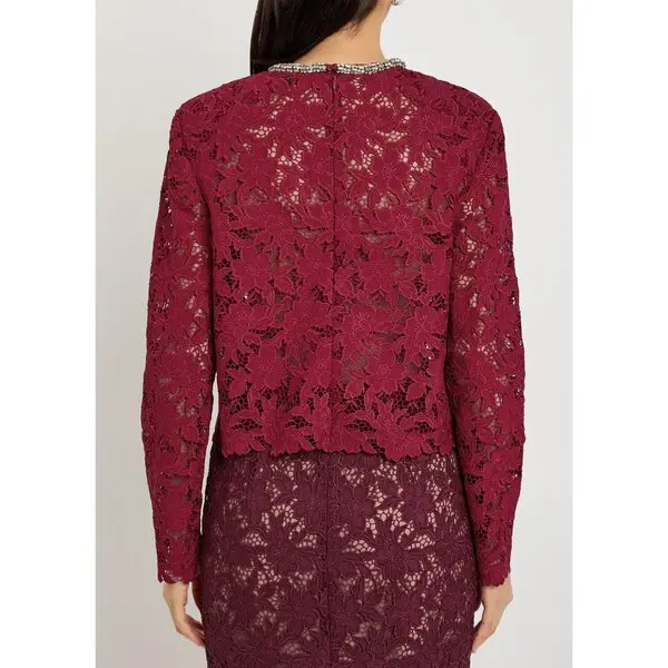 SELF-PORTRAIT Diamond-encrusted Lace Top