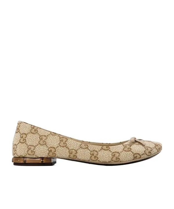Gucci Rhinestone Jacquard Ballet Flats - Nude