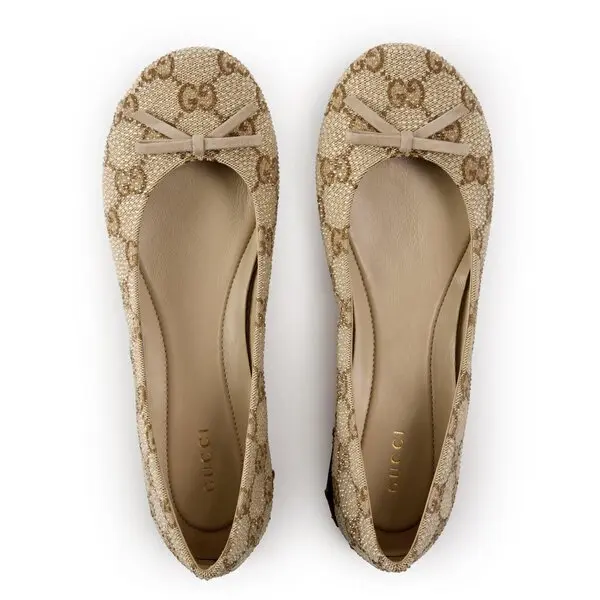 Gucci Rhinestone Jacquard Ballet Flats