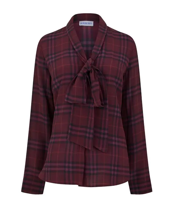 Burberry Plaid Long Sleeve Blouse