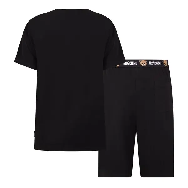 Moschino Henley Short-sleeve Pajama Set - Black