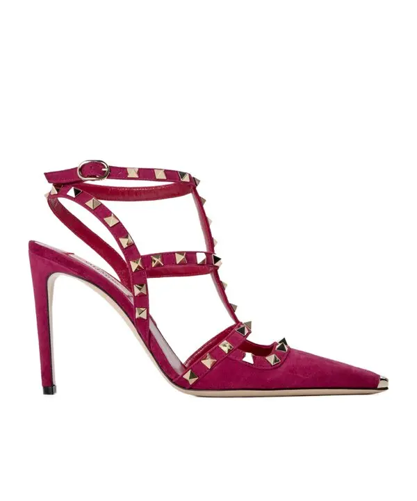 Valentino Garavani Faux Fur Pointed-toe Sandals - Red