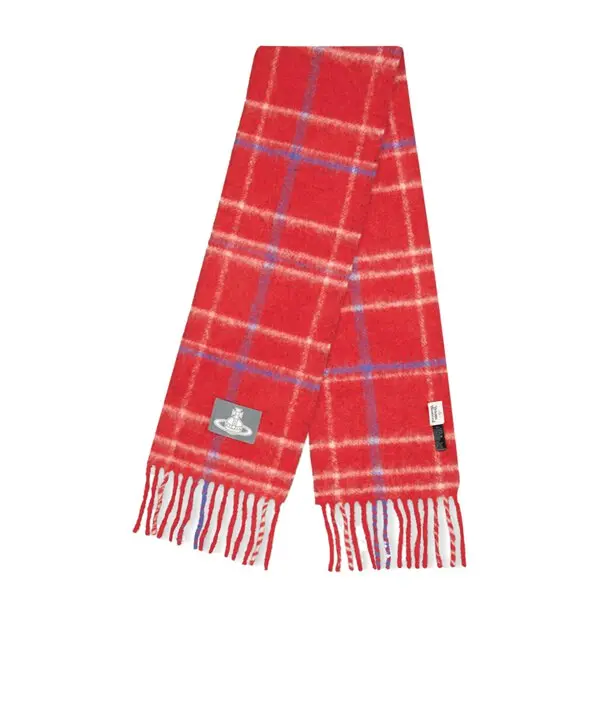 VIVIENNE WESTWOOD Plaid Fringed Scarf - Red