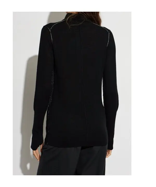 ALLSAINTS Martel Ribbed Knitted Polo Top - Black