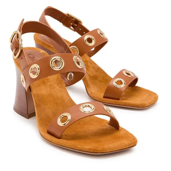 Chloé Leather Square-toe Block-heel Sandals