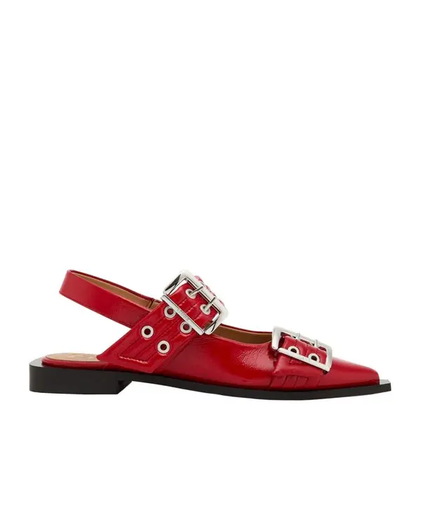 GANNI Glossy Backless Slip-on Shoes - Red