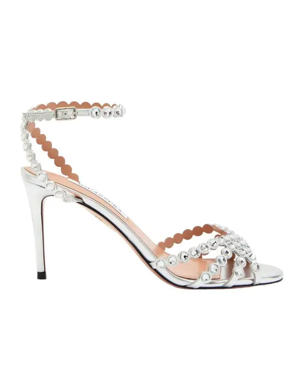 AQUAZZURA Metallic Leather Sandals