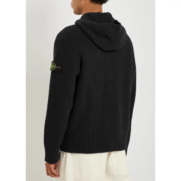 Stone Island Knitted Hooded Zip Cardigan