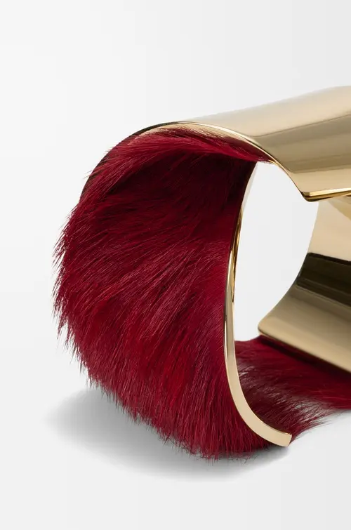 Loewe Wide Twisted Cuff In Hairy Calfskin